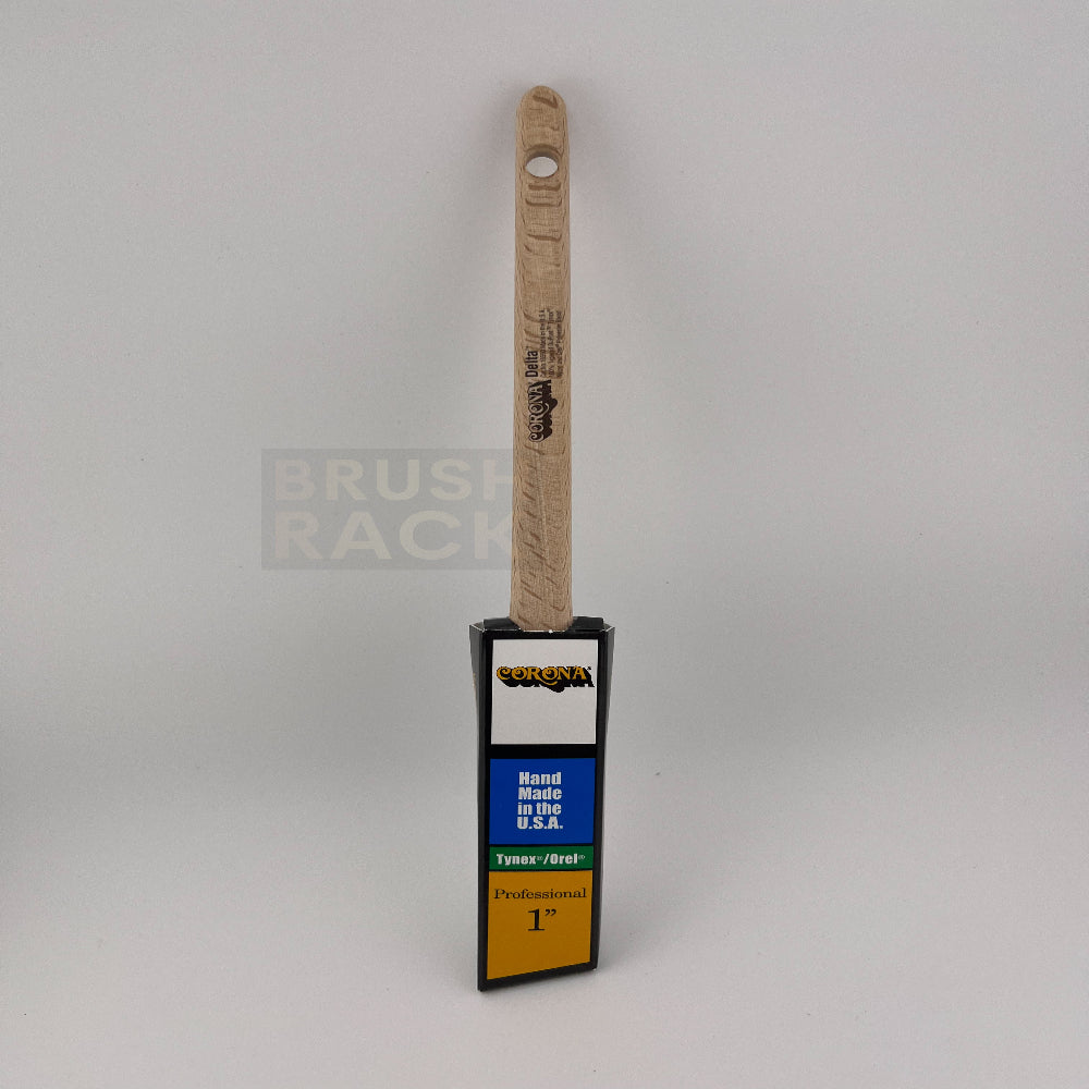 Corona Delta Angular Brush – Tynex/Orel Blend for Clean Lines – Brush Rack